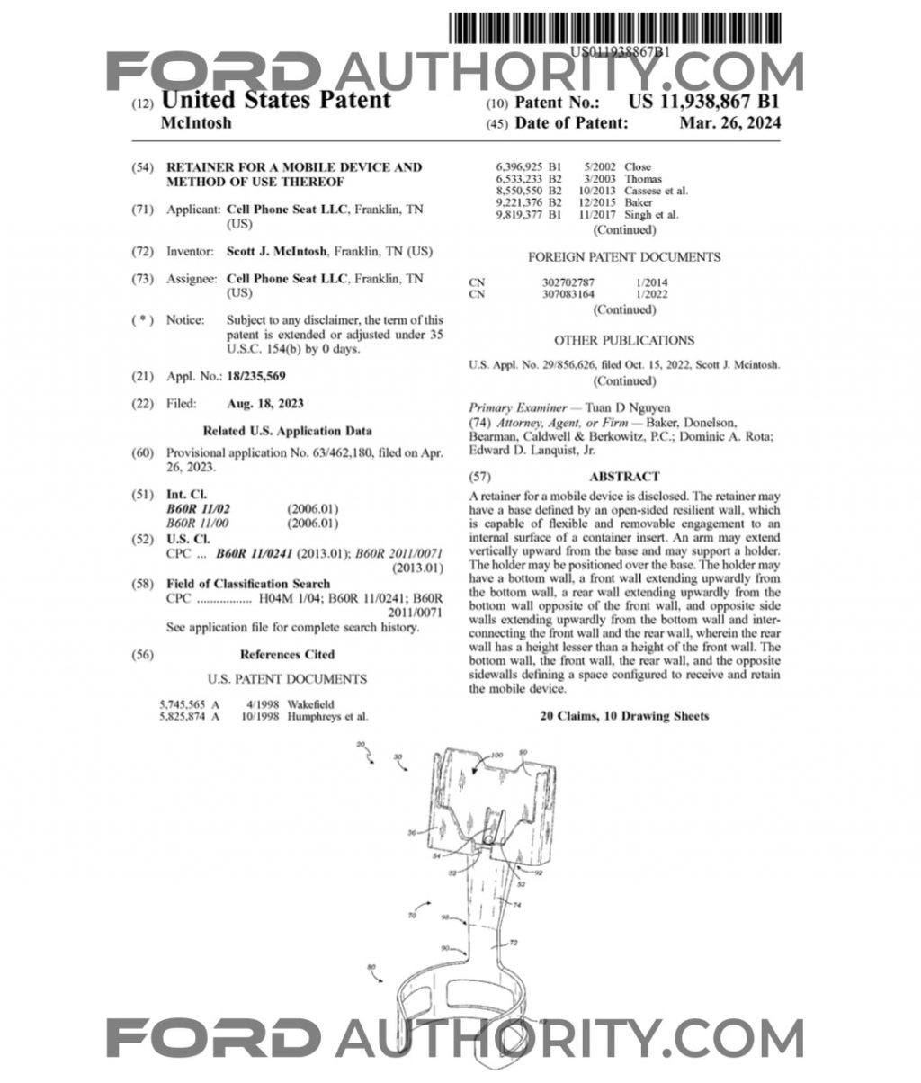 Ford Patent Filed For Nifty Mobile Device Holder